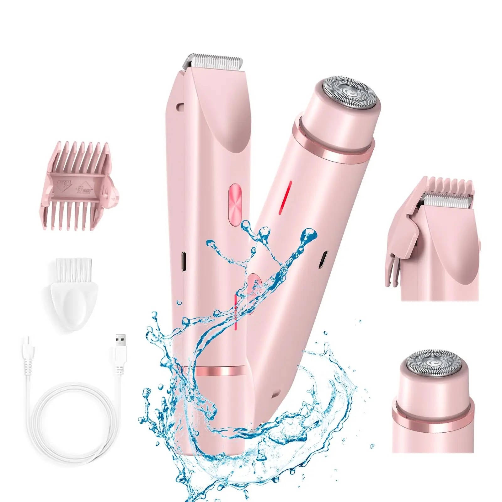 Painless Pubic Hair Trimmer with Dual Heads, Waterproof Design, and ...